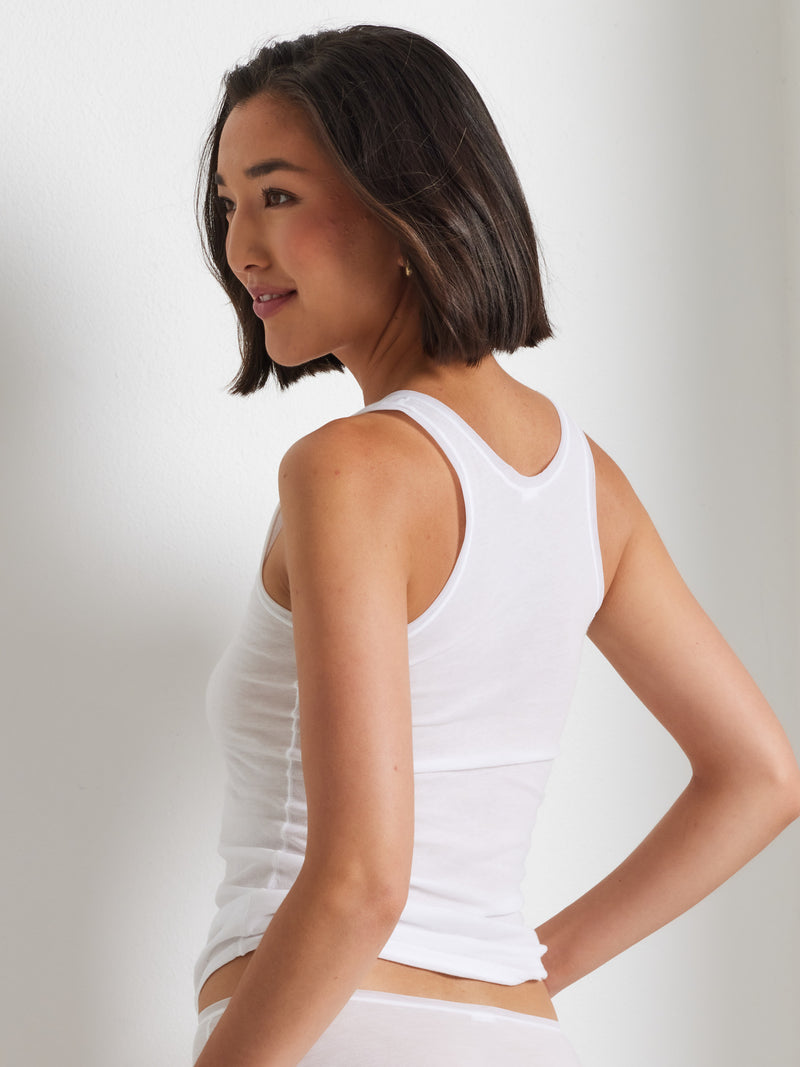 Pure Cotton Wide Strap Camisole - White | Kayser Lingerie